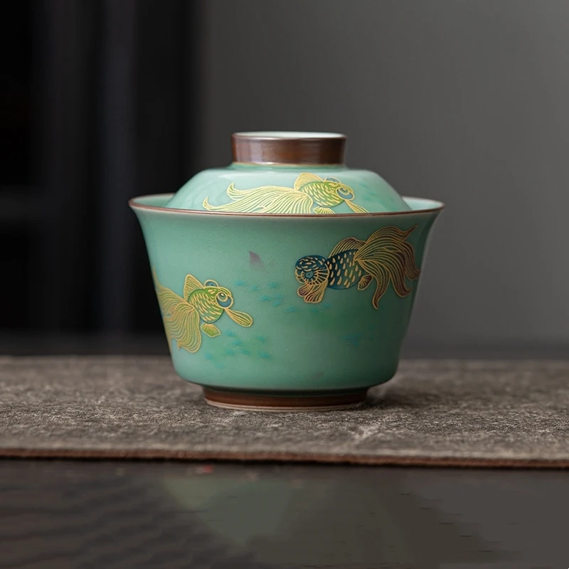 Fish-Celadon-Gaiwan-For-Tea-Ceramic-Tureen-With-Lid-Teaware-Set-Green ...