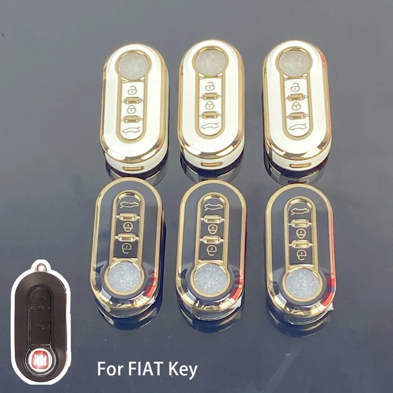 3 Bottons Tpu Car Key Case Fob Cover Shell For Fiat 500 Ducato Punto ...