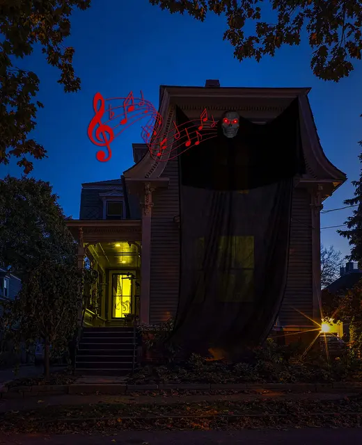 Halloween Ghost Hanging Activated Decorations with LED Light-up Red ...