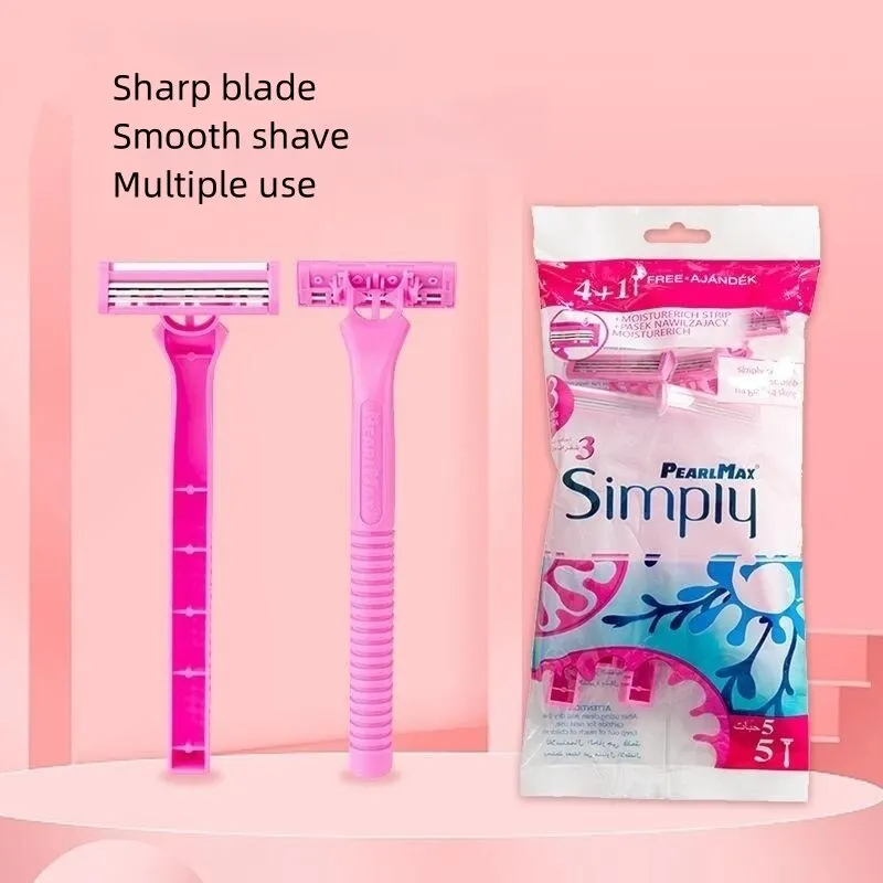 5pcs-Simply-Razor-Set-Pink-Portable-Travel-Disposable-Manual-Razor ...