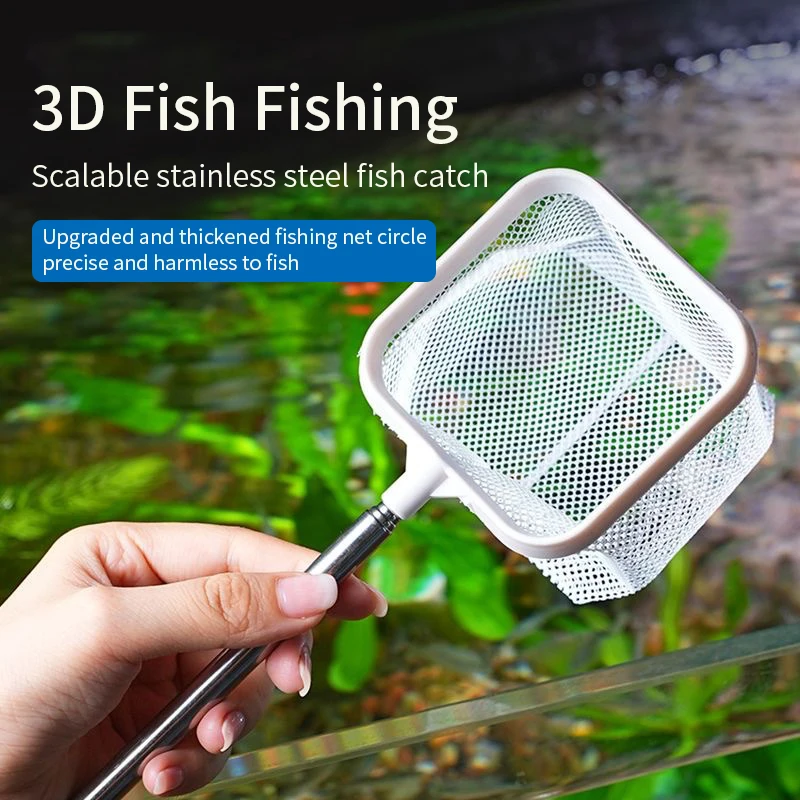Aquarium-Square-Fishing-Net-Extendable-Long-Handle-Fishing-Gear-For ...