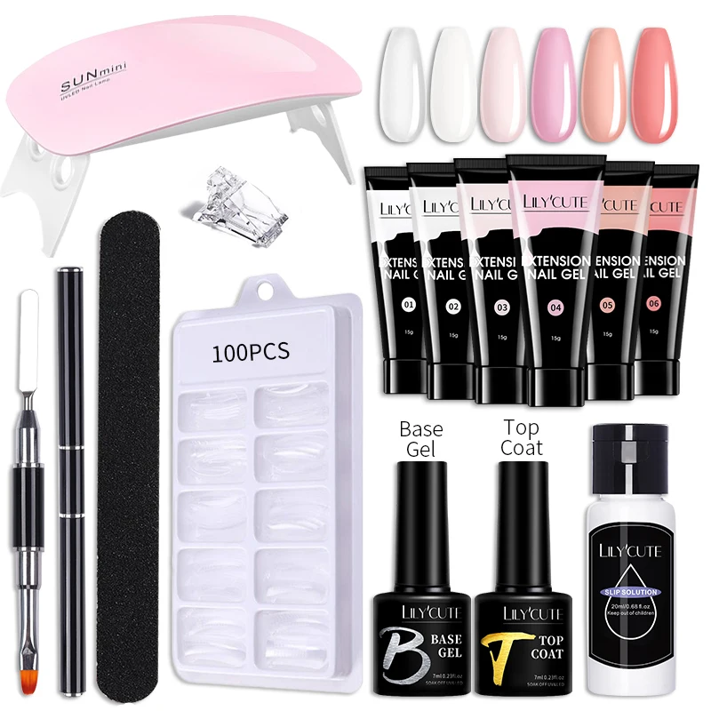 LILYCUTE-Nail-Gel-Set-6W-LED-Lamp-Full-Manicure-Set-Vernis-Semi ...
