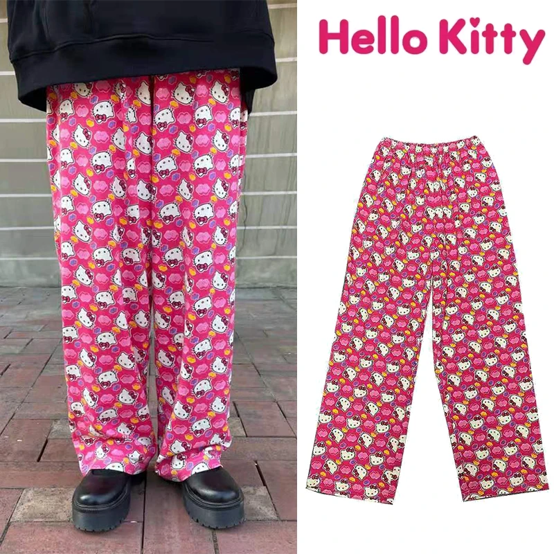 Hello Kitty Womens Trousers Kawaii Summer Wide Leg | Hello Kitty Wide ...
