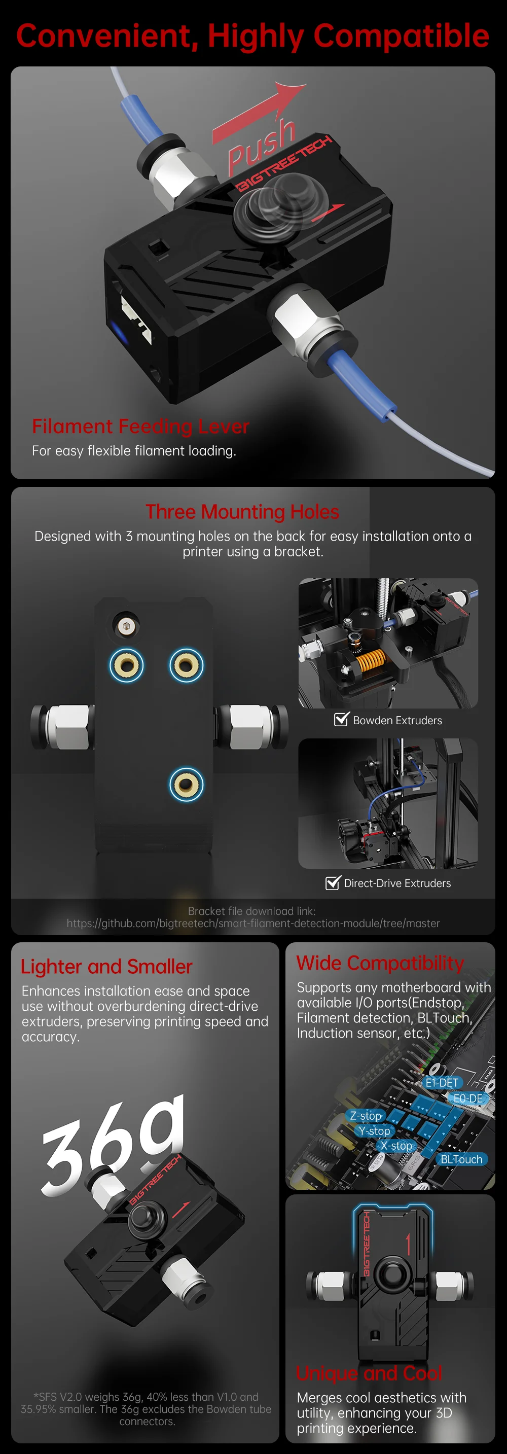 BIGTREETECH Smart Filament Sensor Filament V2.0 Break Detection Module BTT SFS V1.0 for Ender 3 ...
