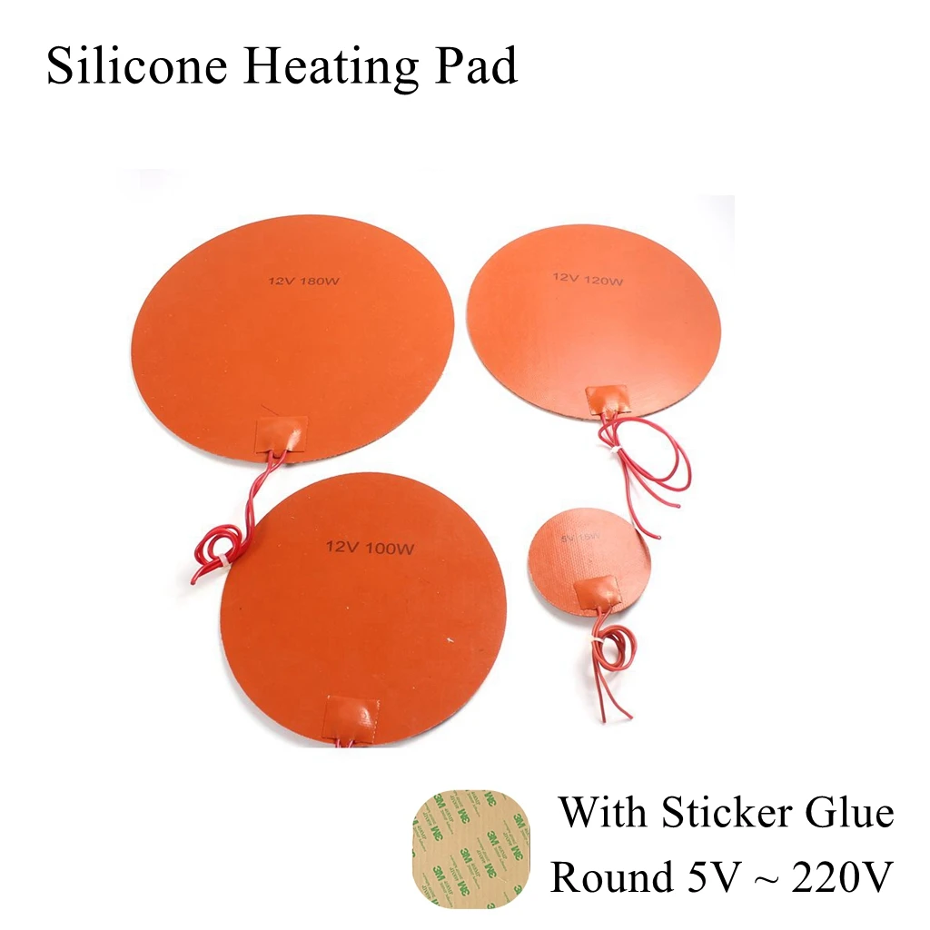 5V-12V-24V-110V-220V-Silicone-Rubber-Heating-Pad-Round-Circle-Heater ...