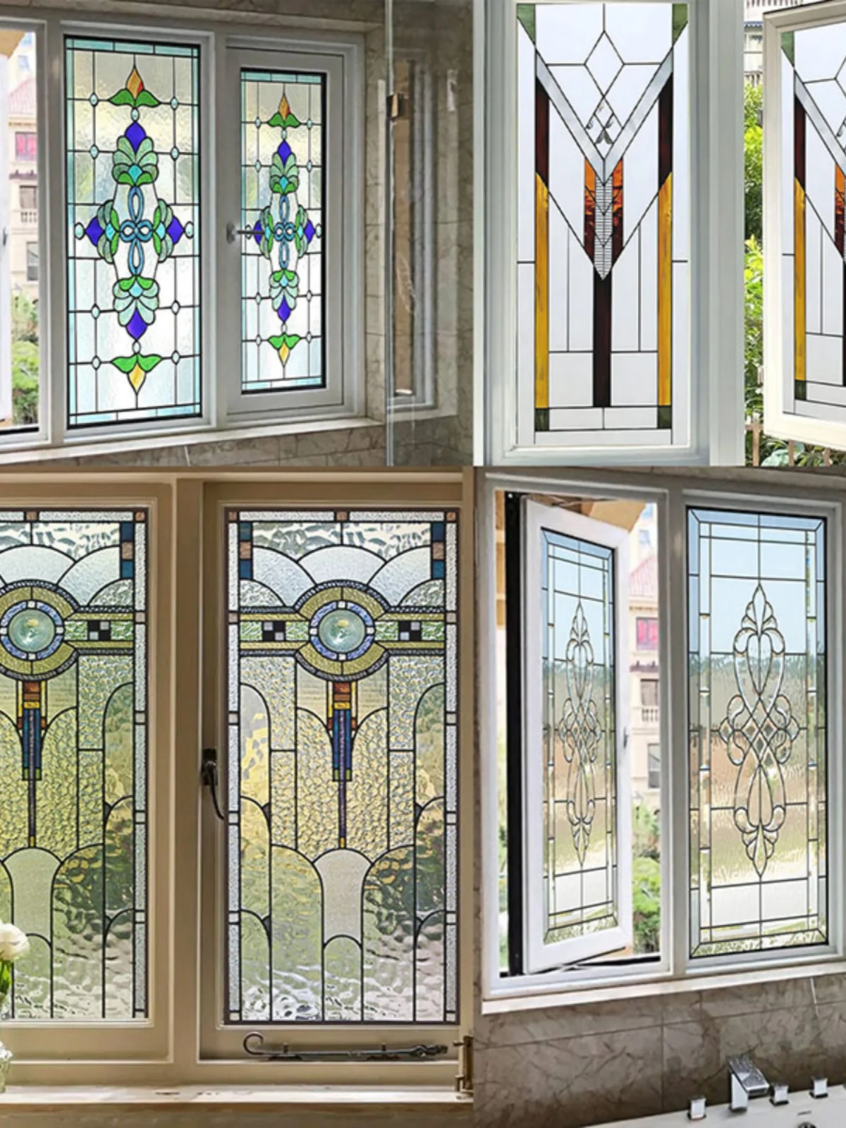 European-Style-Retro-Glass-Film-electrostatic-Frosting-Adhesive-Free ...