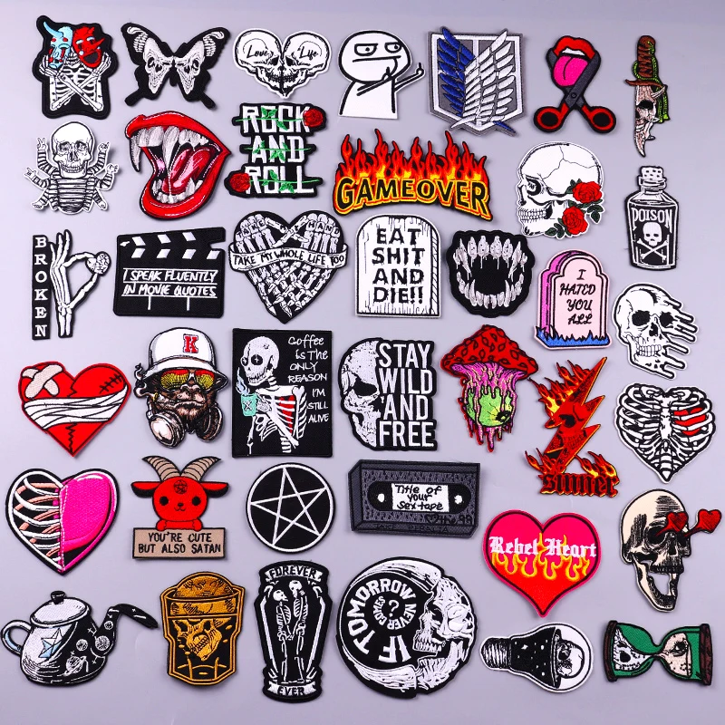 Hippie-Punk-Rock-Patch-Iron-On-Patches-For-Clothing-Thermoadhesive ...