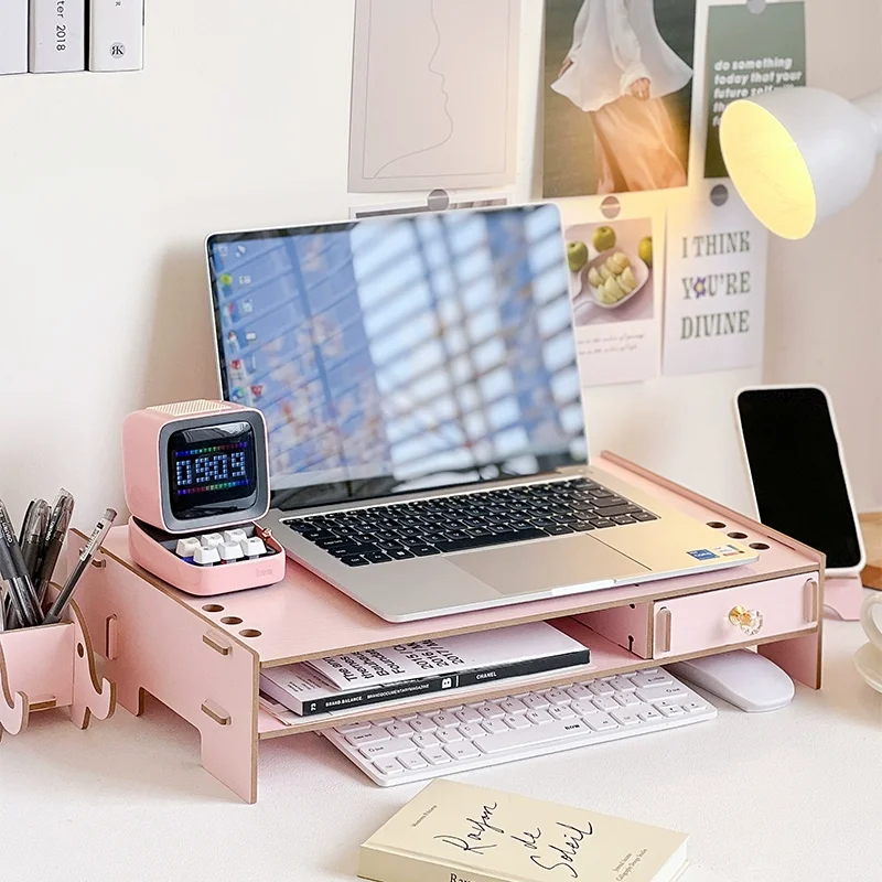 Desktop-Computer-Stand-Monitor-Laptop-Bracket-Elevated-Table-Rack-Home ...