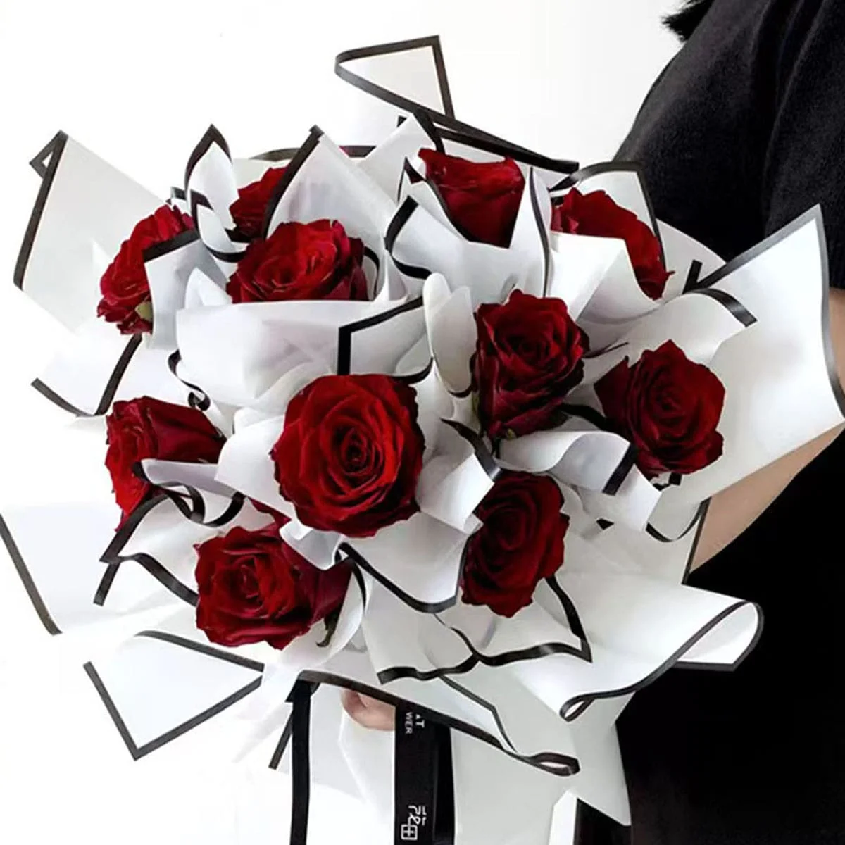 200sheets-Waterproof-Black-And-White-Noble-Gift-Flower-Wrapping-Packing ...