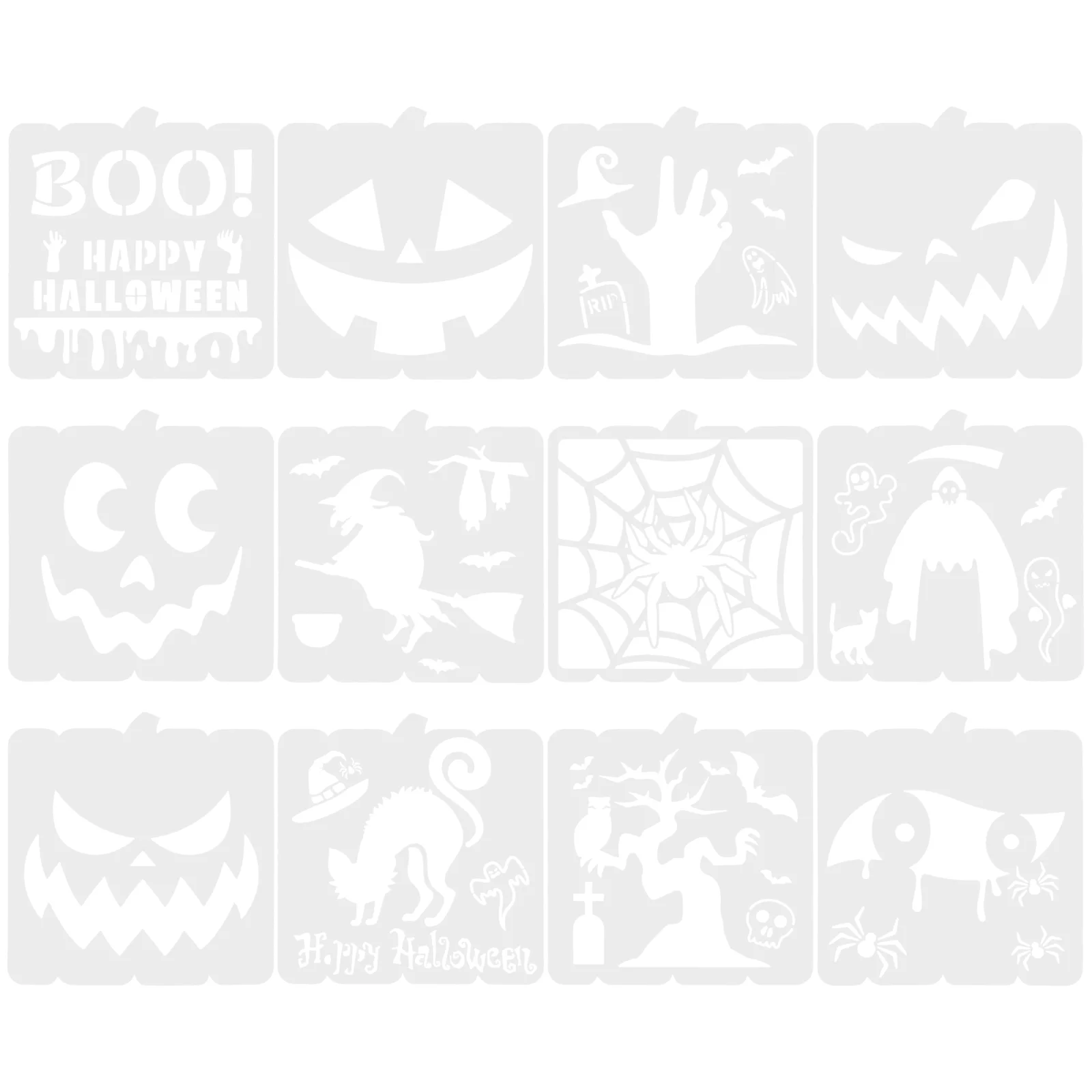 12-Pcs-Halloween-Drawing-Template-Stencils-for-Kids-Paper-Boo-Cake ...