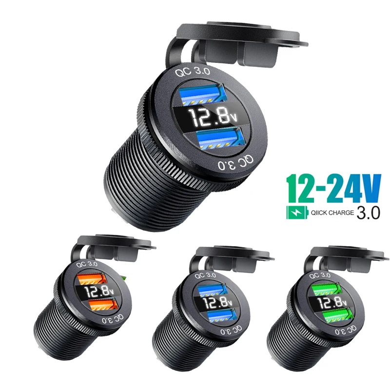 LED-Voltmeter-12v-car-usb-charger-fast-charge-socket-for-bmw-f30-20-10 ...