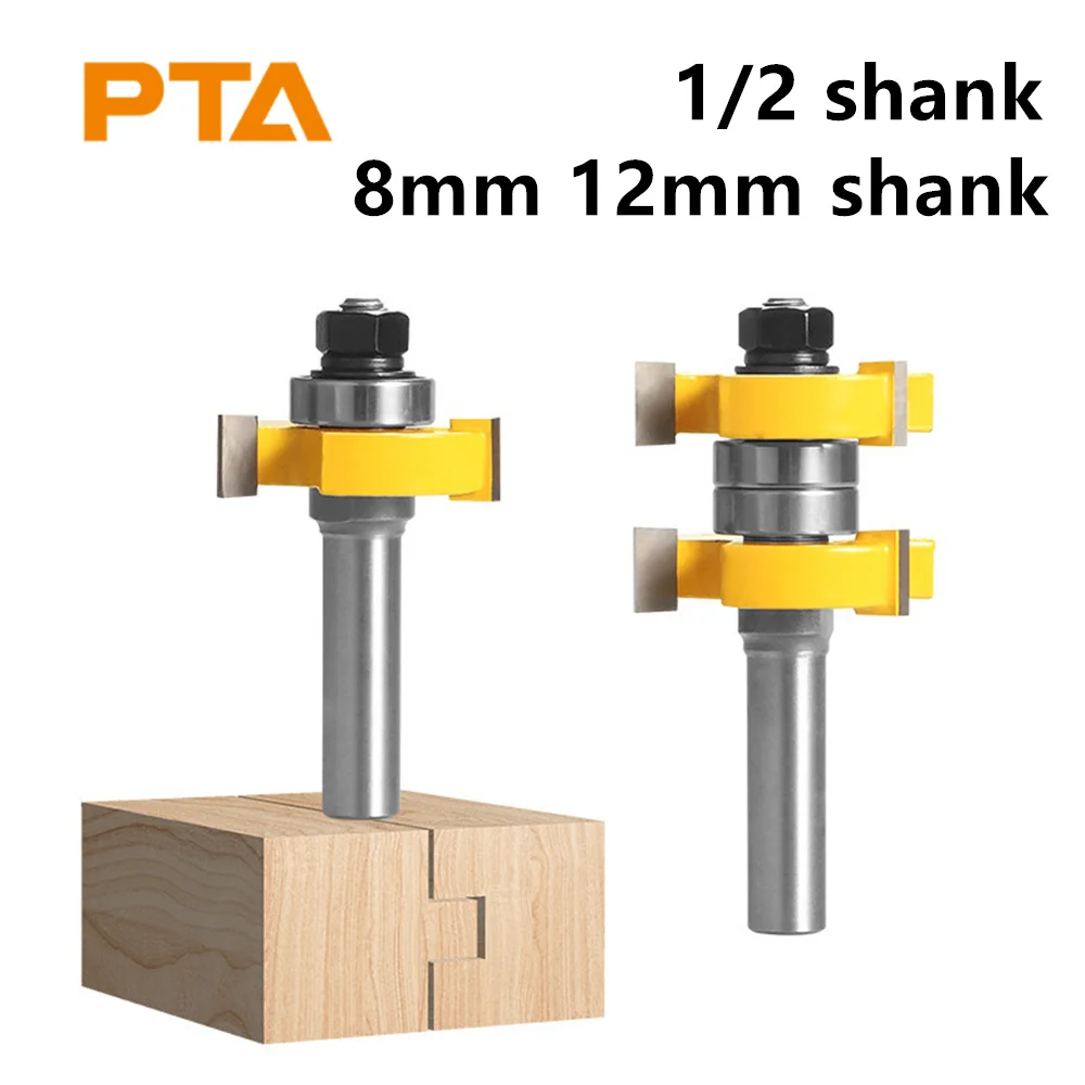 2PCS-8mm-12mm-12-7mm-Double-Bearing-T-G-Assembly-Router-Bit-Woodwroking ...