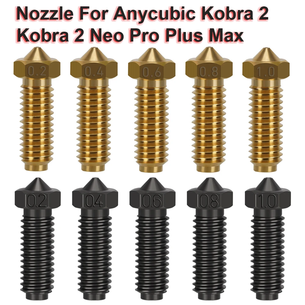5pcs Hardened Steel Nozzles For Anycubic Kobra 2 Brass Volcano Nozzle ...