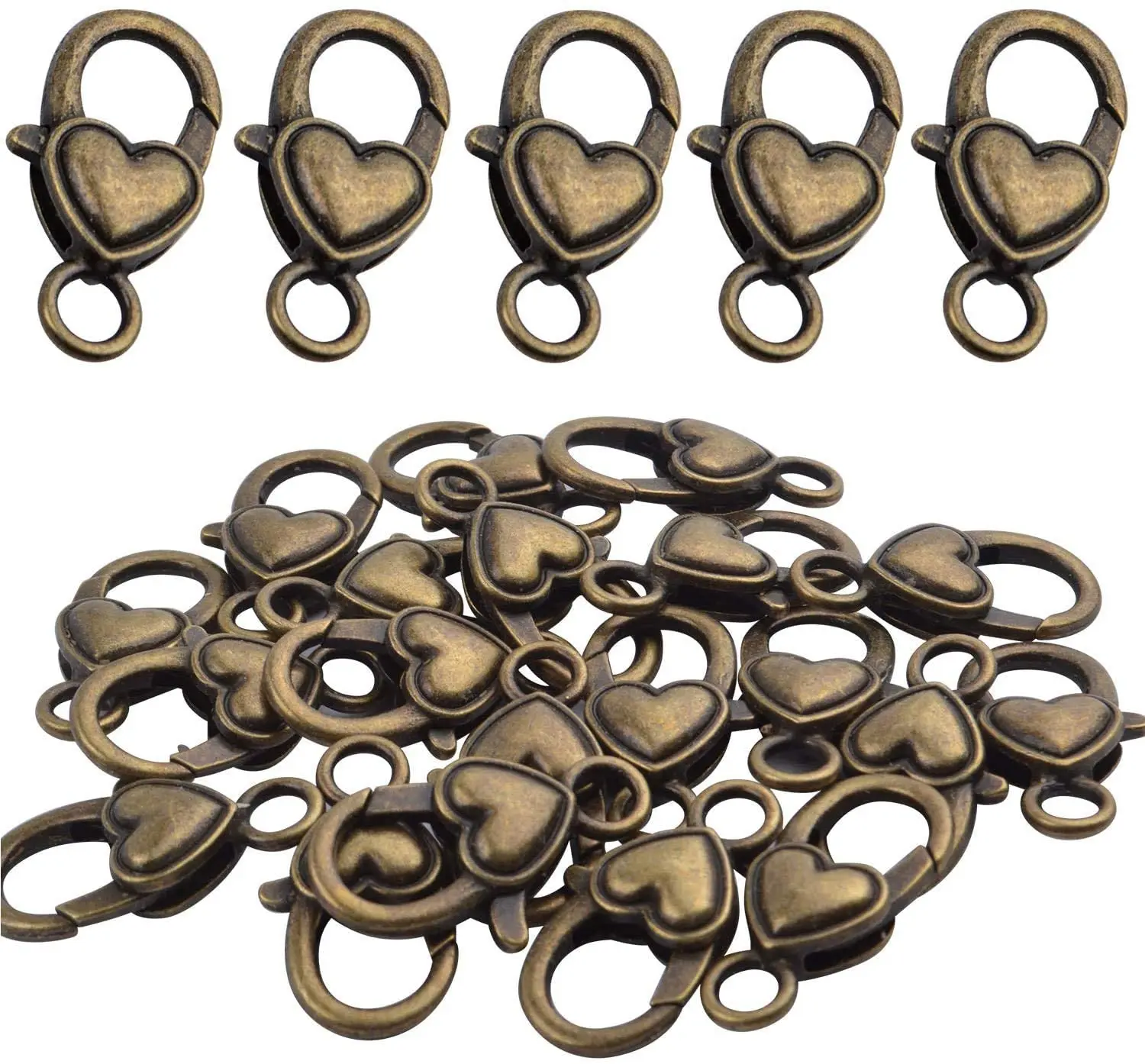 Ganchos de langosta de aleación de corazón de 20 piezas, cierre de conector de cadena para ...