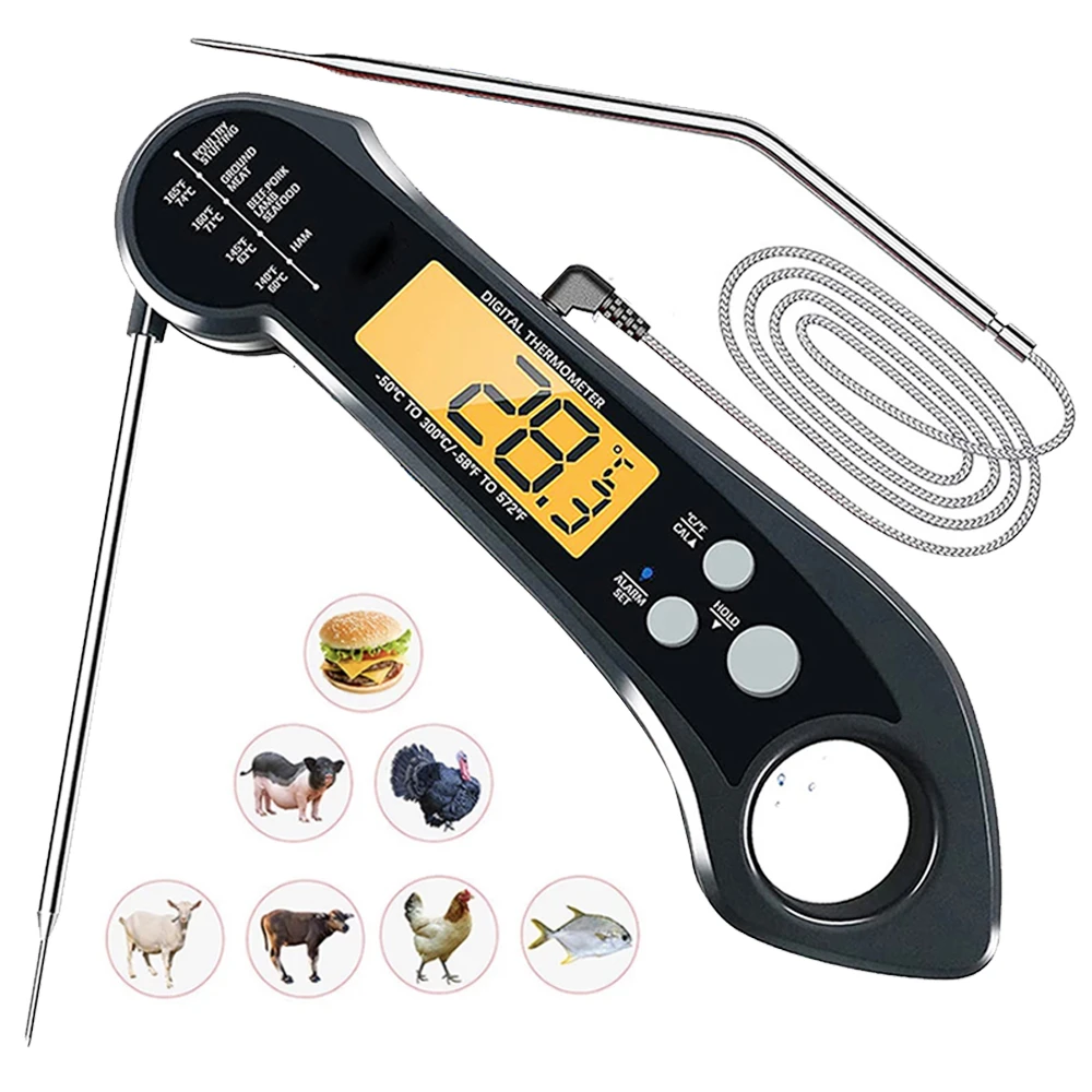 Instant Read Meat Thermometer with Probe for Cooking Fast Precise ...