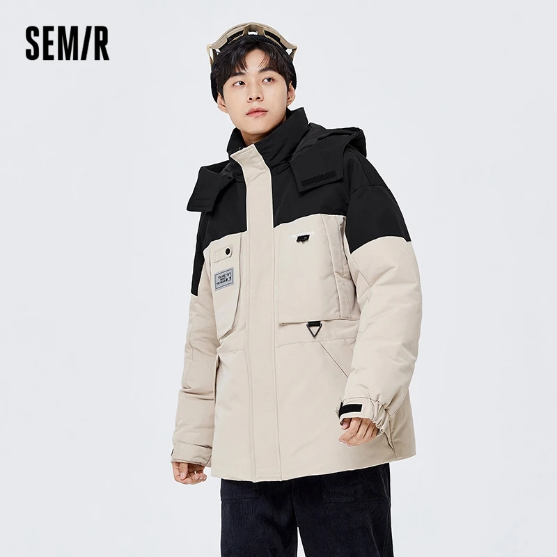 Semir Down Jacket Men Winter Loose Color Contrast Splicing Tooling ...
