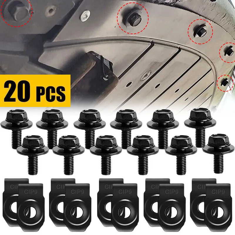 20pcs-Car-Body-Bolts-U-nut-Clips-Engine-Cover-Undertray-Splash-Shield ...