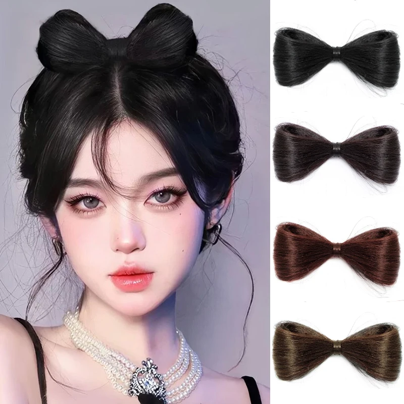 Bow Claw Synthetic Hair Bun Chignon Straight Hair Bun Updo Hairpiece ...