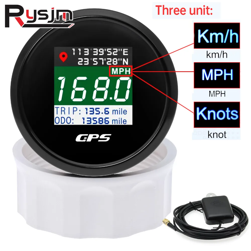 LCD 디지털 GPS 속도계 게이지, HD 52mm 방수 TFT 스크린, MPH 노트, 보트 자동차 오토바이용 GPS 안테나로 조정, km/h| | - AliExpress
