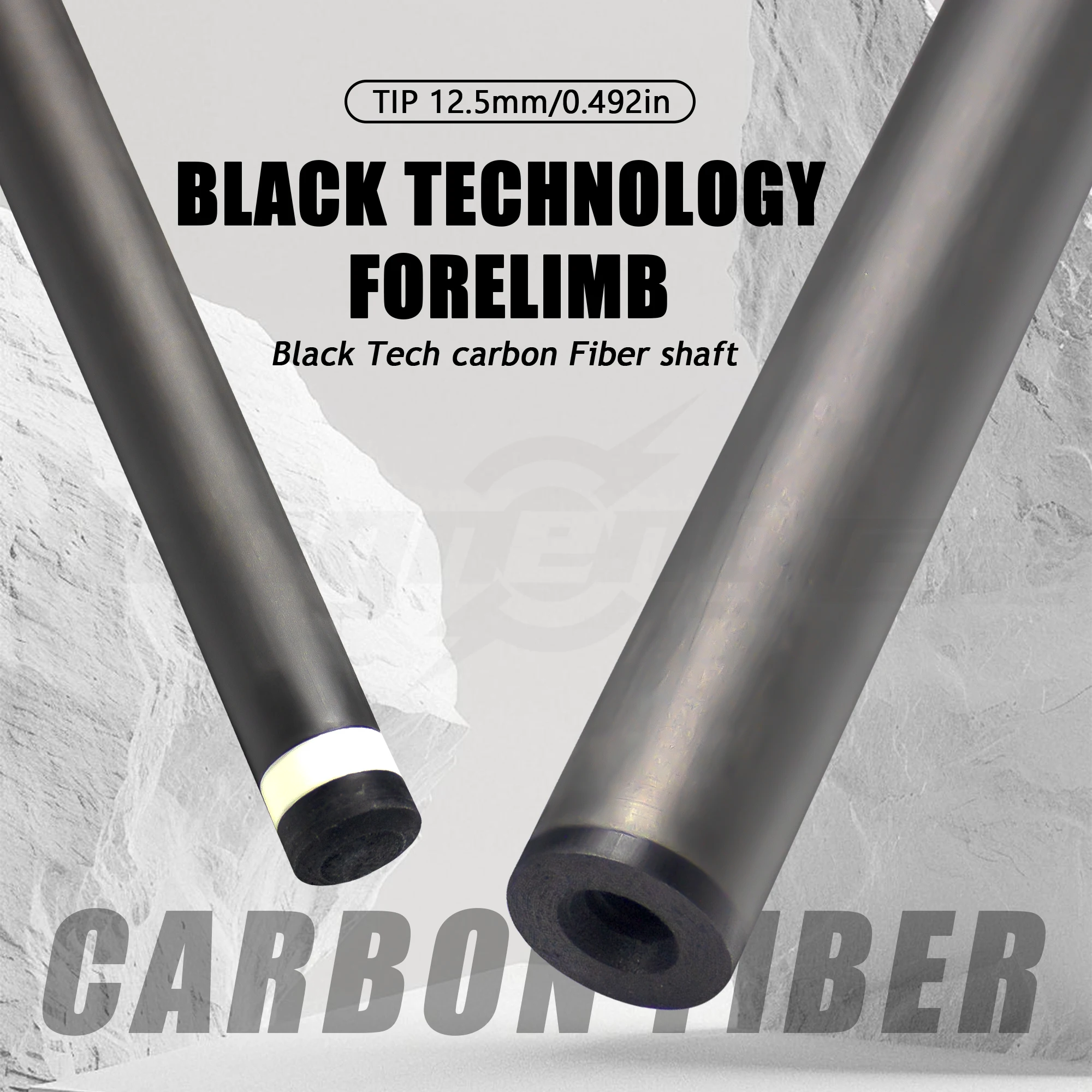 Carbon Fiber Pool Cue Shaft 12.5mm Black Tech, 8-Teeth Lock Joint for ...