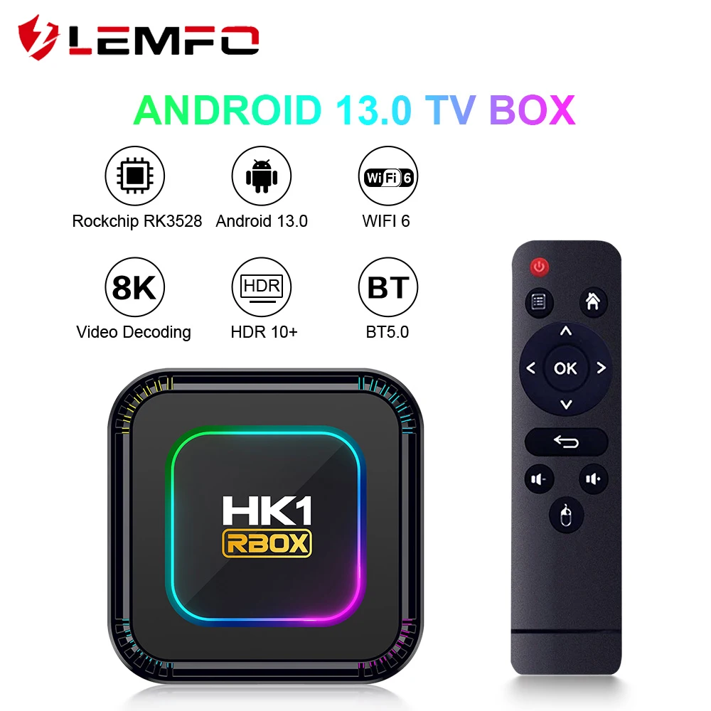 HK1RBOX K8 TV Box Android 13 RK3528 8K Decoding 2.4G&5G Wifi RGB Light ...