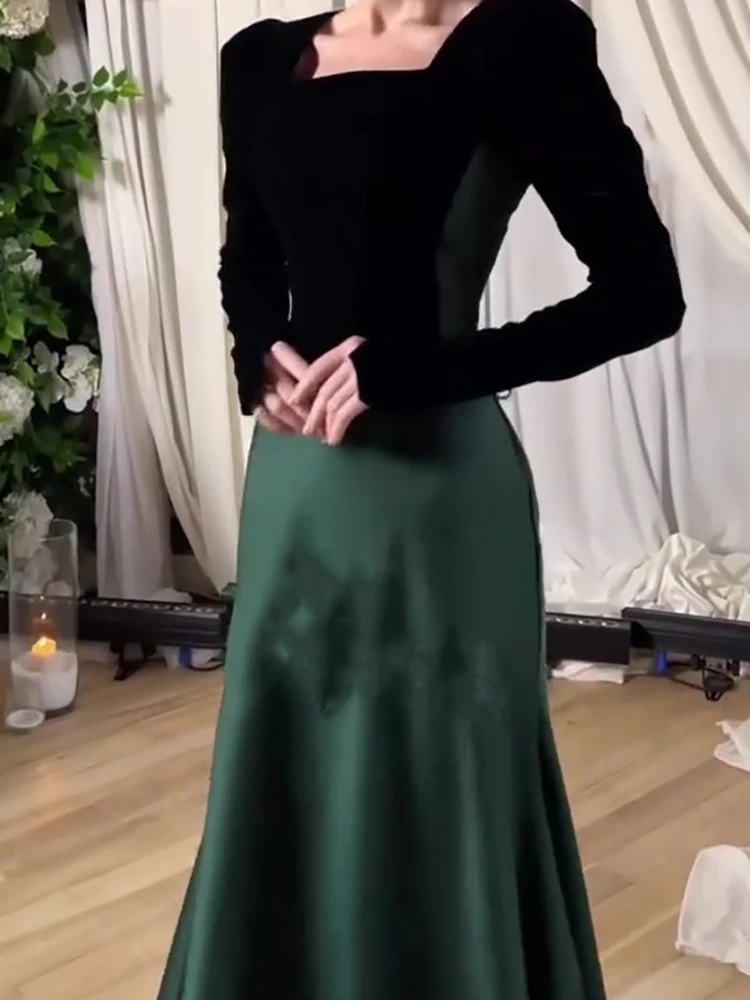 Elegant Color Clashing Splicing Evening Party Dress Women's Fashion ...