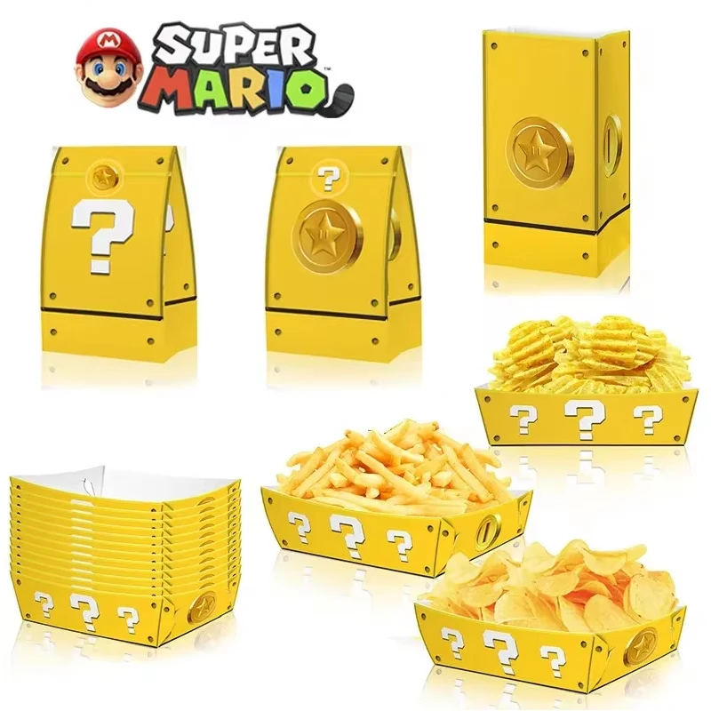 12Pcs Super Mario Bros Gift Bag Party Snack Box Popcorn Carton ...