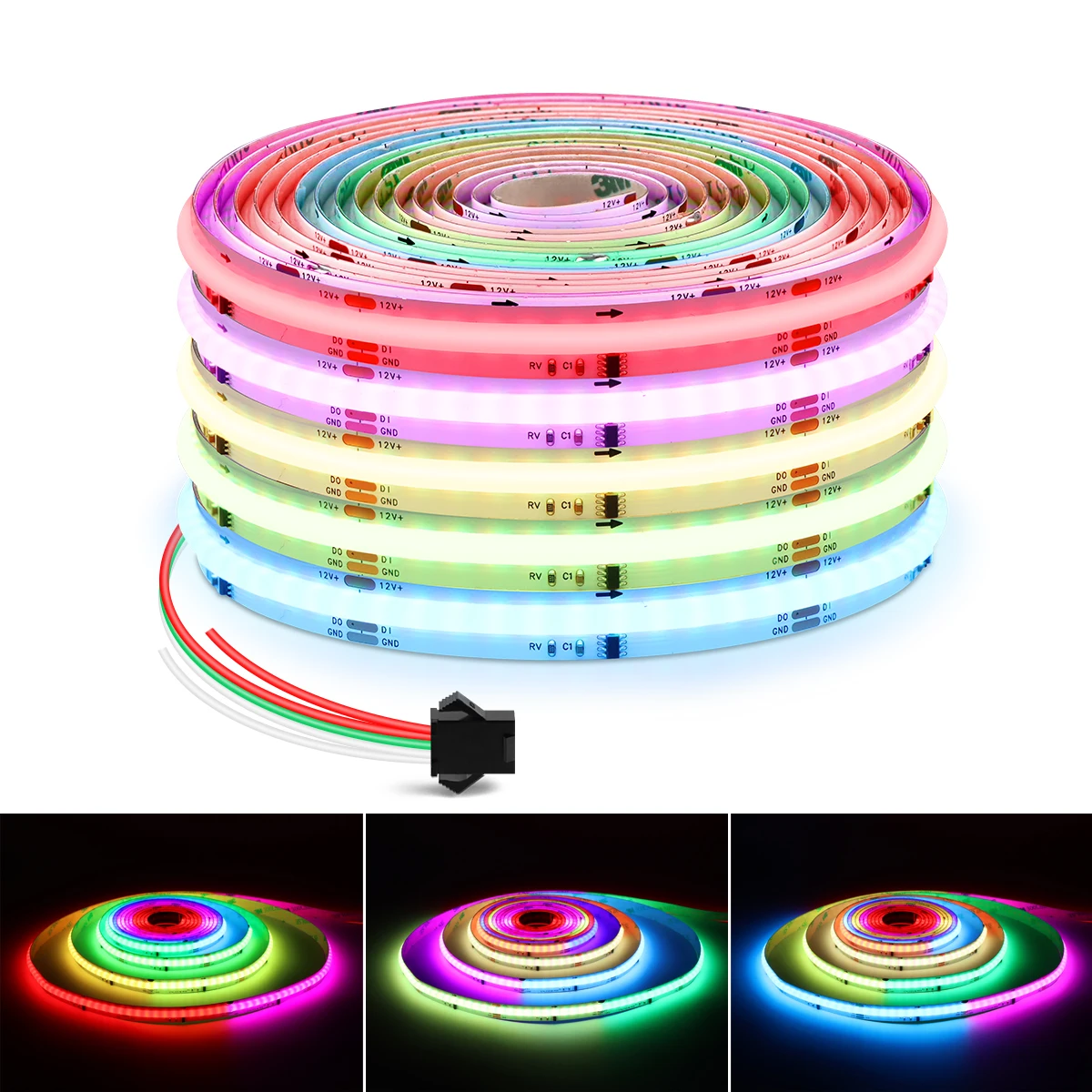 12V-1M-2M-3M-5M-RGB-COB-LED-Strip-Lights-576LEDs-M-FCOB-Neon-Lamp ...