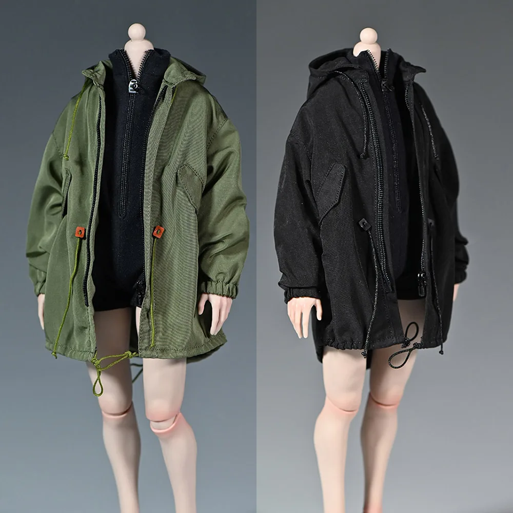 1-6-Scale-Female-Soldier-Trend-Military-Style-Hooded-Trench-Coat-Loose ...