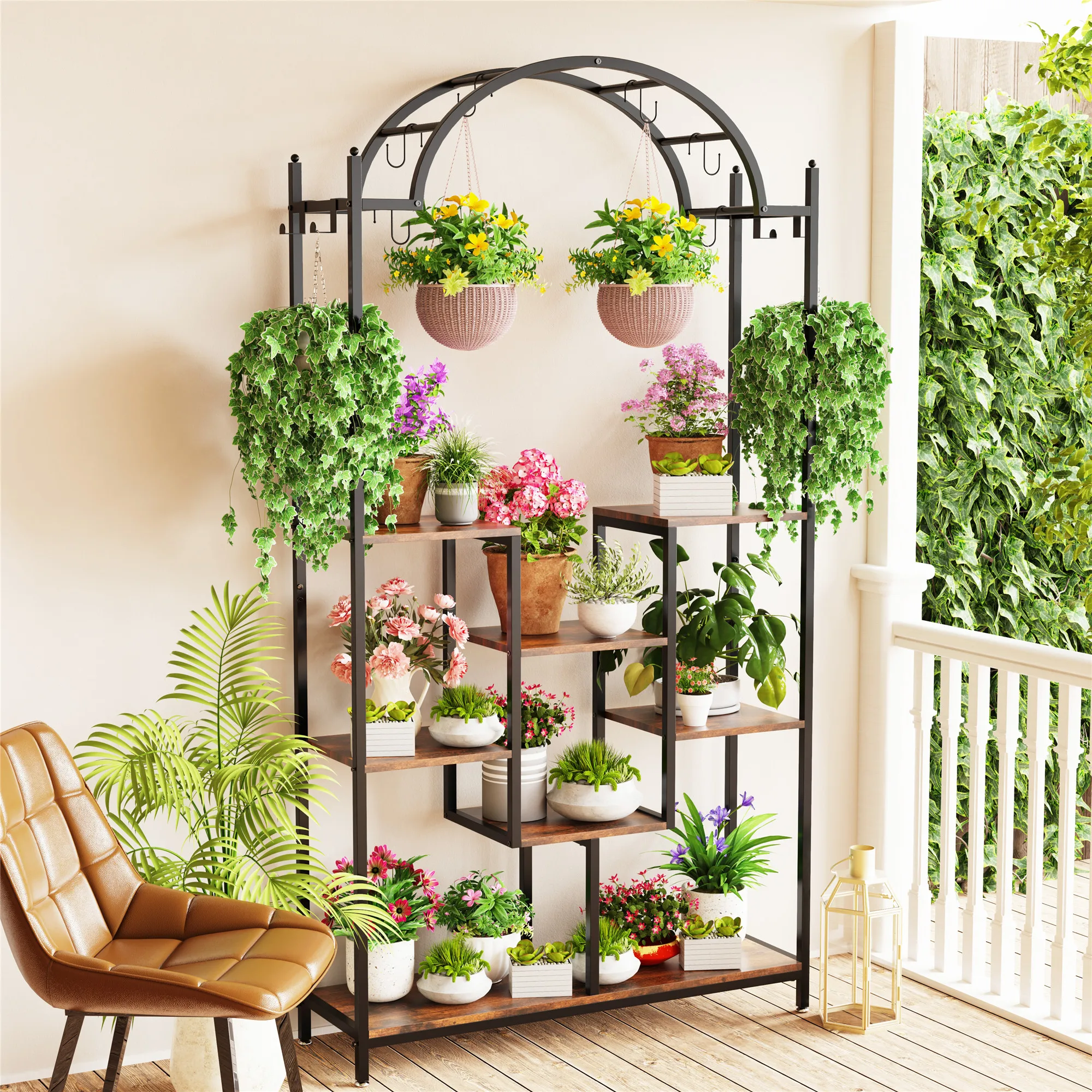 5-Tier-Tall-Indoor-Plant-Stand-74-8-Arched-Metal-Flower-Shelf-with ...