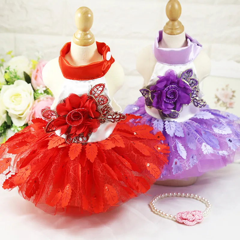 Pets-Accessaries-Dogs-Cats-Princess-Flower-Lace-Dress-For-Pet-Wedding ...