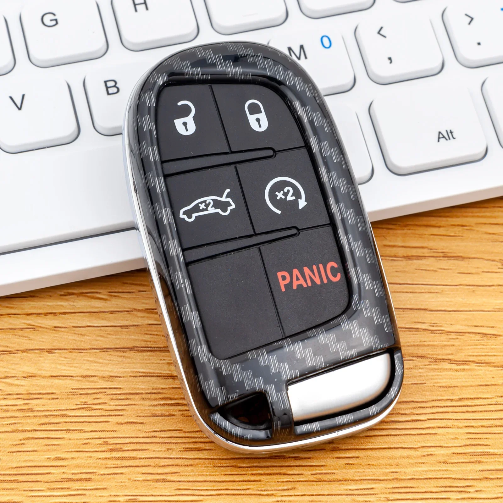 ABS Plastic Carbon Fiber Smart Key Case Cover For Jeep Cherokee Compass ...
