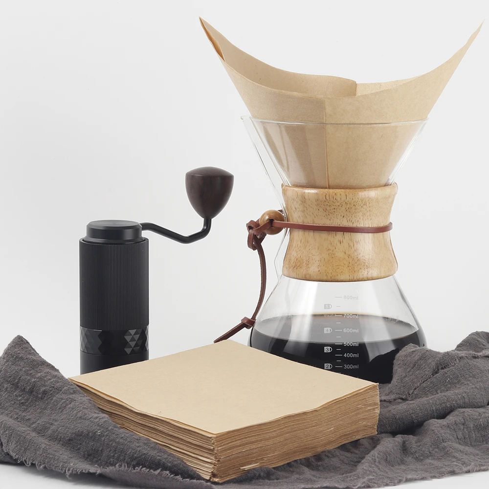 Chemex Square Coffee Filters Paper, Natural Unbleached Disposable ...