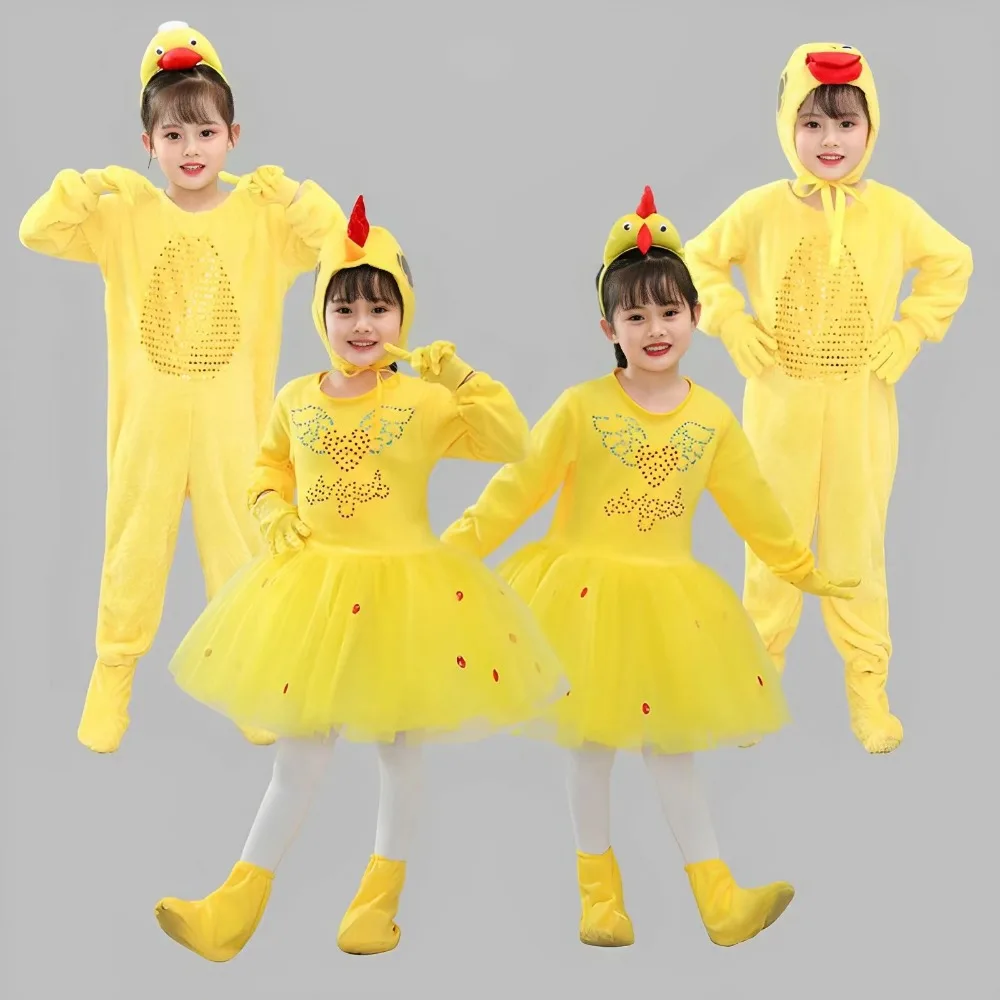 Kids-Duck-and-Chick-Cosplay-Outfit-Animal-Costume-Girls-and-Boys-Yellow ...
