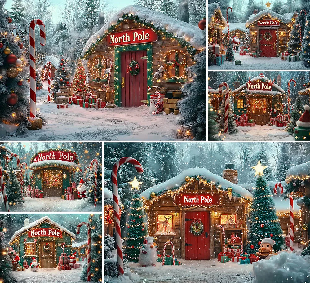 Mehofond Christmas Snow Santa's Workshop Backdrop North Pole Kids Party ...