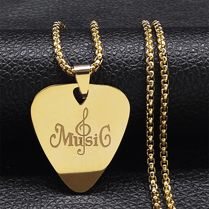 Fashion-Triangle-Guitar-Pick-Pendant-Necklace-Stainless-Steel-Music ...