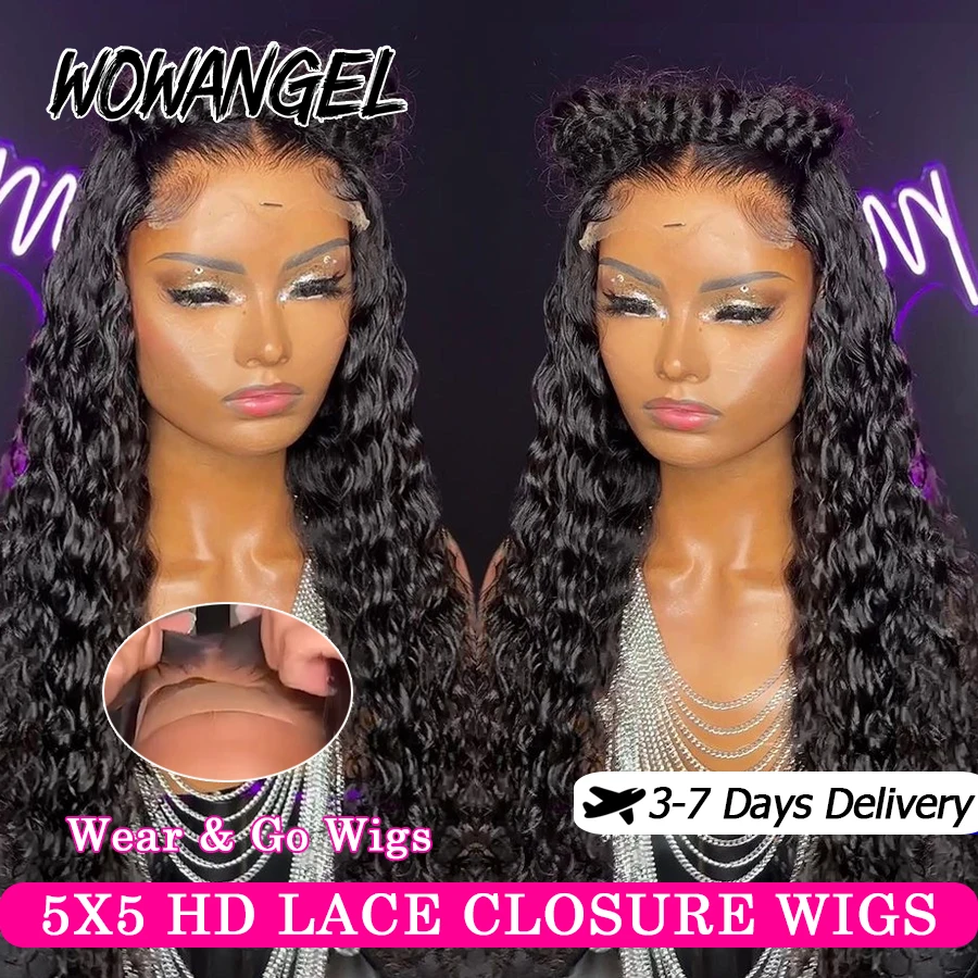 Wow Angel Wear And Go Glueless Human Hair Wig Ready To Wear 5x5 HD Lace ...