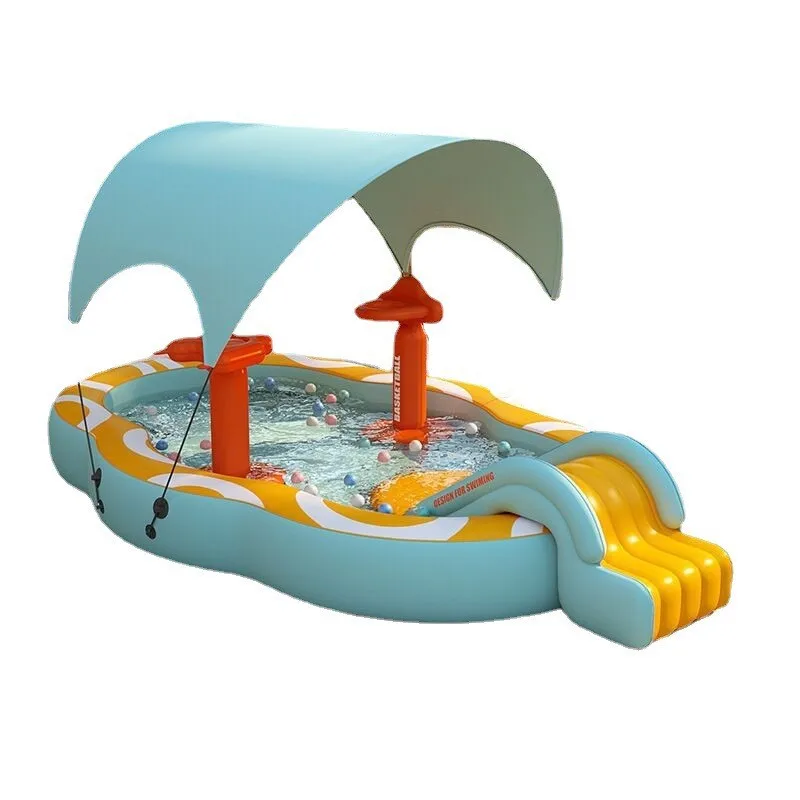 Inflatable-Swimming-Pool-with-Slides-Sun-Shade-Pump-2-1M-3M-Large ...