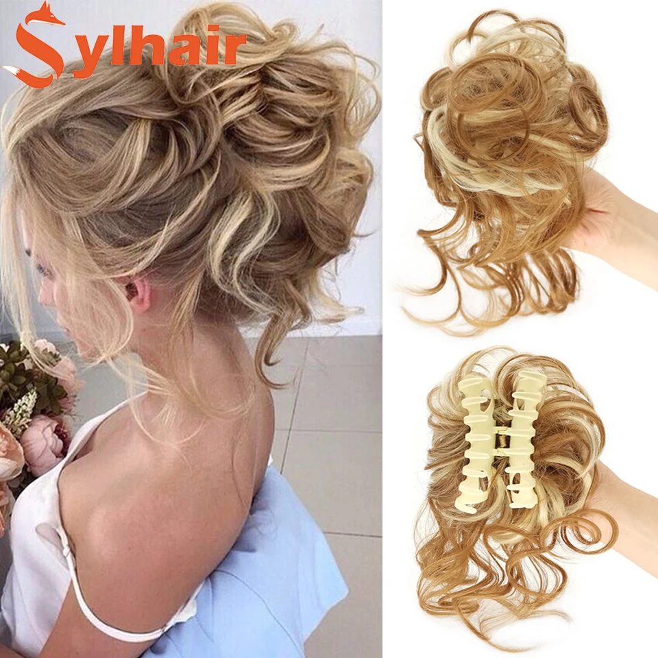 Synthetic-Messy-Curly-Claw-Hair-Clip-Bun-Chignon-Extensions-Scrunchy ...
