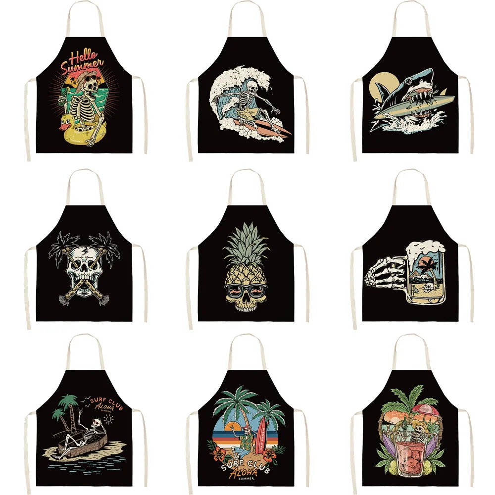 Punk-Skull-Printing-Women-Kitchen-Aprons-Waterproof-Cooking-oil-proof ...