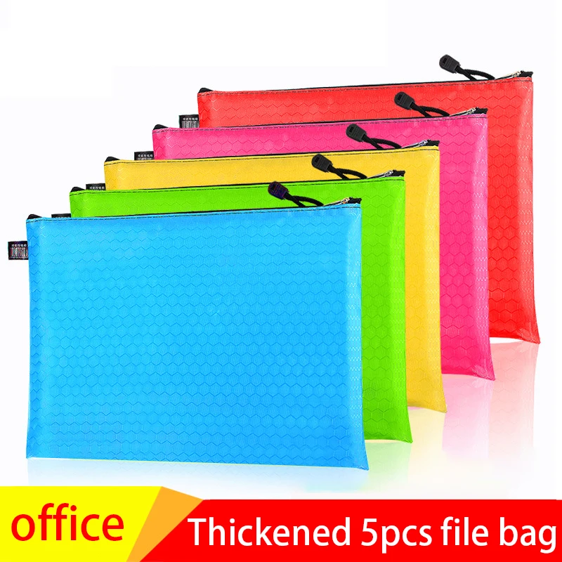 5pcs A3 Document Bag A4 Zipper Bag Pen Bag Waterproof B4 File Folders ...