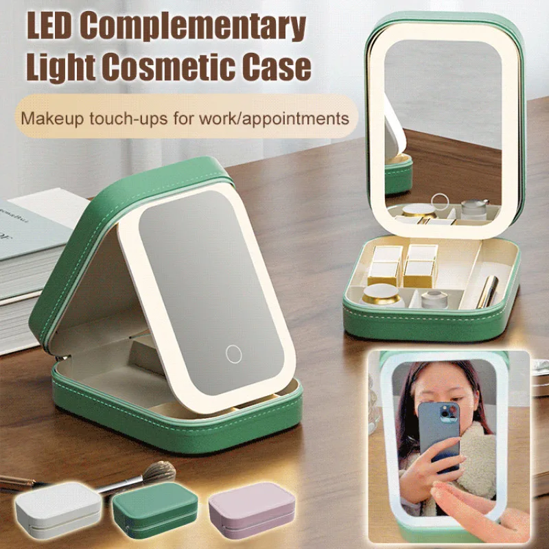 Portable-Cosmetics-Storage-Boxes-With-Led-Light-Mirror-Waterproof ...