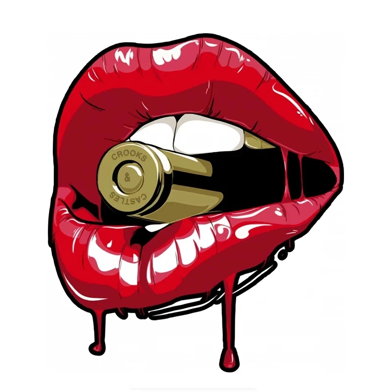 Car Sticker Personality Pvc Decal Red Lips With Bullet Car Sticker On ...