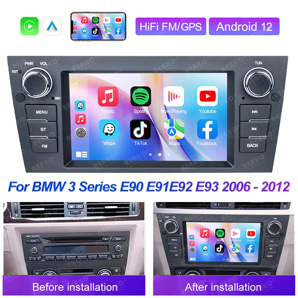 REAKOSOUND Autoradio Android Carplay para BMW Série 3 E90 E91 E92 E93 ...
