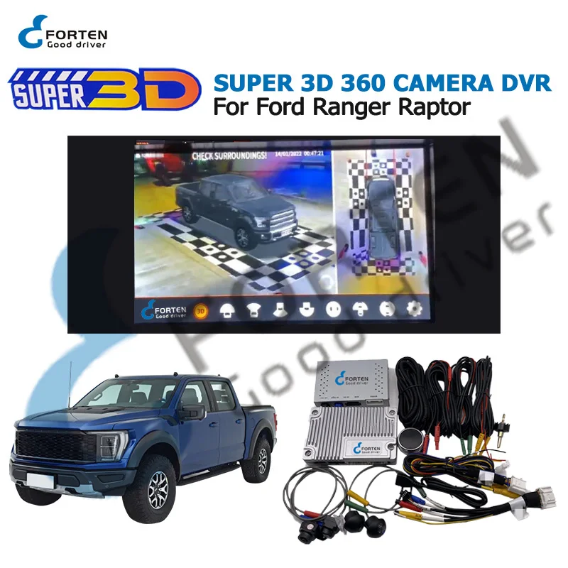 3D Car 360 degree Camera System Panorama Recording Bird View Parking ...