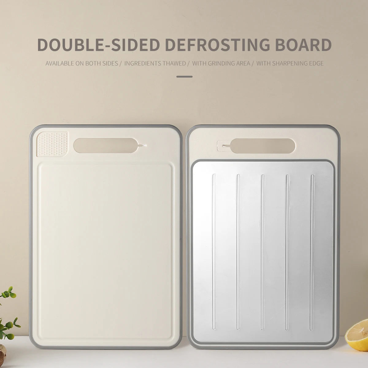 4 in 1 Defrosting Cutting Board Tray with Grater Sharpener Double Sided ...