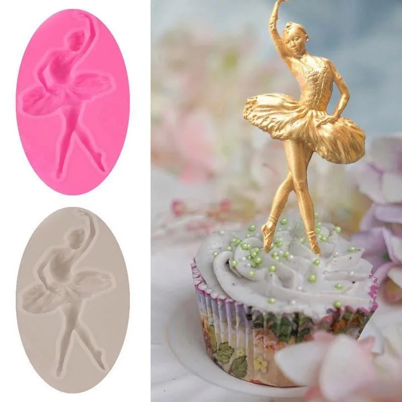 3D Ballet Girl Silicone Mold Cupcake Topper Fondant Cake Decorating ...