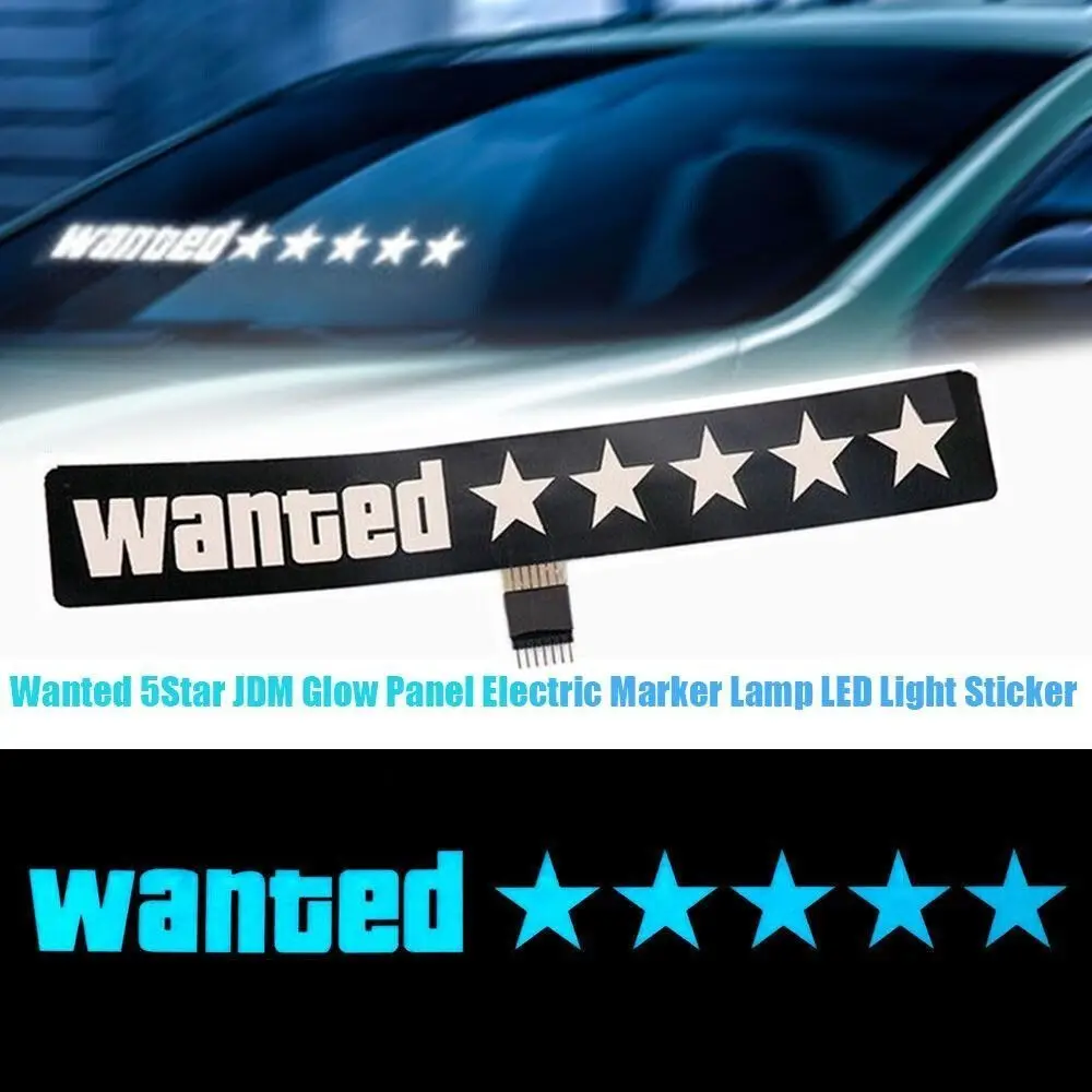 Wanted-5-Star-Car-Windshield-Glow-Panel-Electric-Marker-Lamp-LED-Light ...