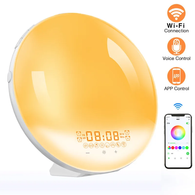 WiFi-Smart-Wake-Up-Light-Workday-Alarm-Clock-With-7-Colors-Sunrise ...