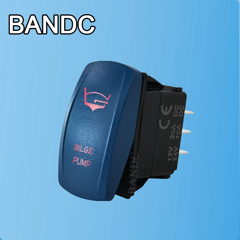Marine BILGE PUMP Rocker Switch 12V 20A 5Pin SPST ON-OFF with Red LED ...